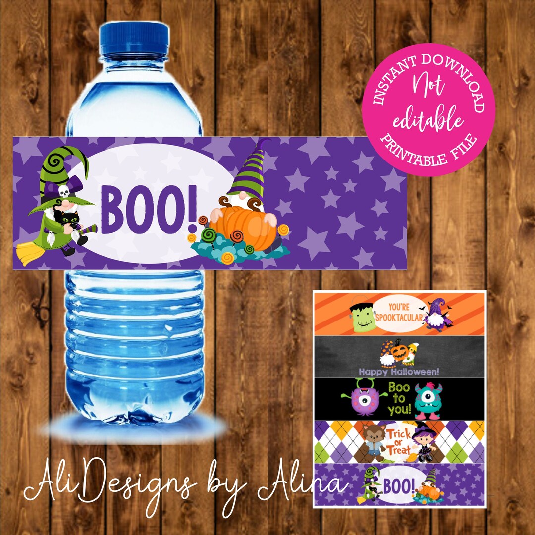 Halloween Water Bottle Label, INSTANT Download, Drink Labels, Printable ...