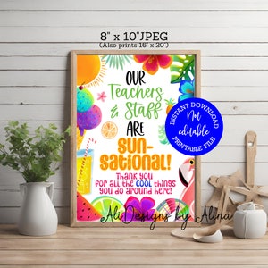 Sunsational Teachers and Staff, Appreciation Week, Printable Sign ...