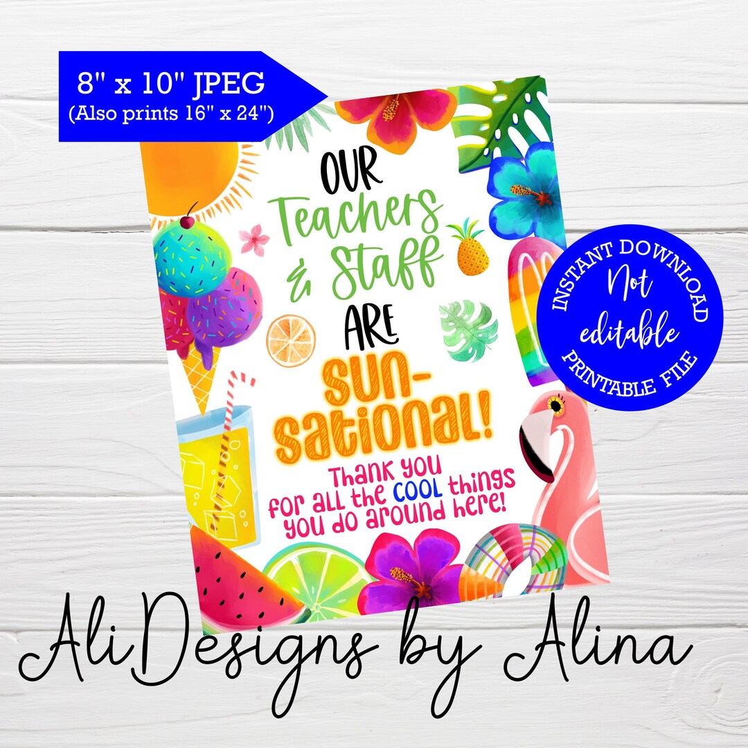 Sunsational Teachers and Staff Appreciation Week Printable - Etsy