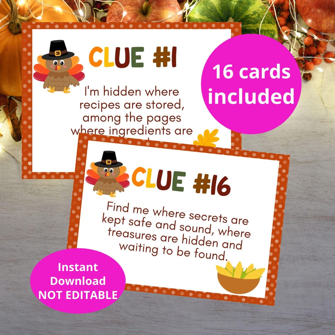 Indoor Thanksgiving Treasure Hunt, Printable Thanksgiving Scavenger ...