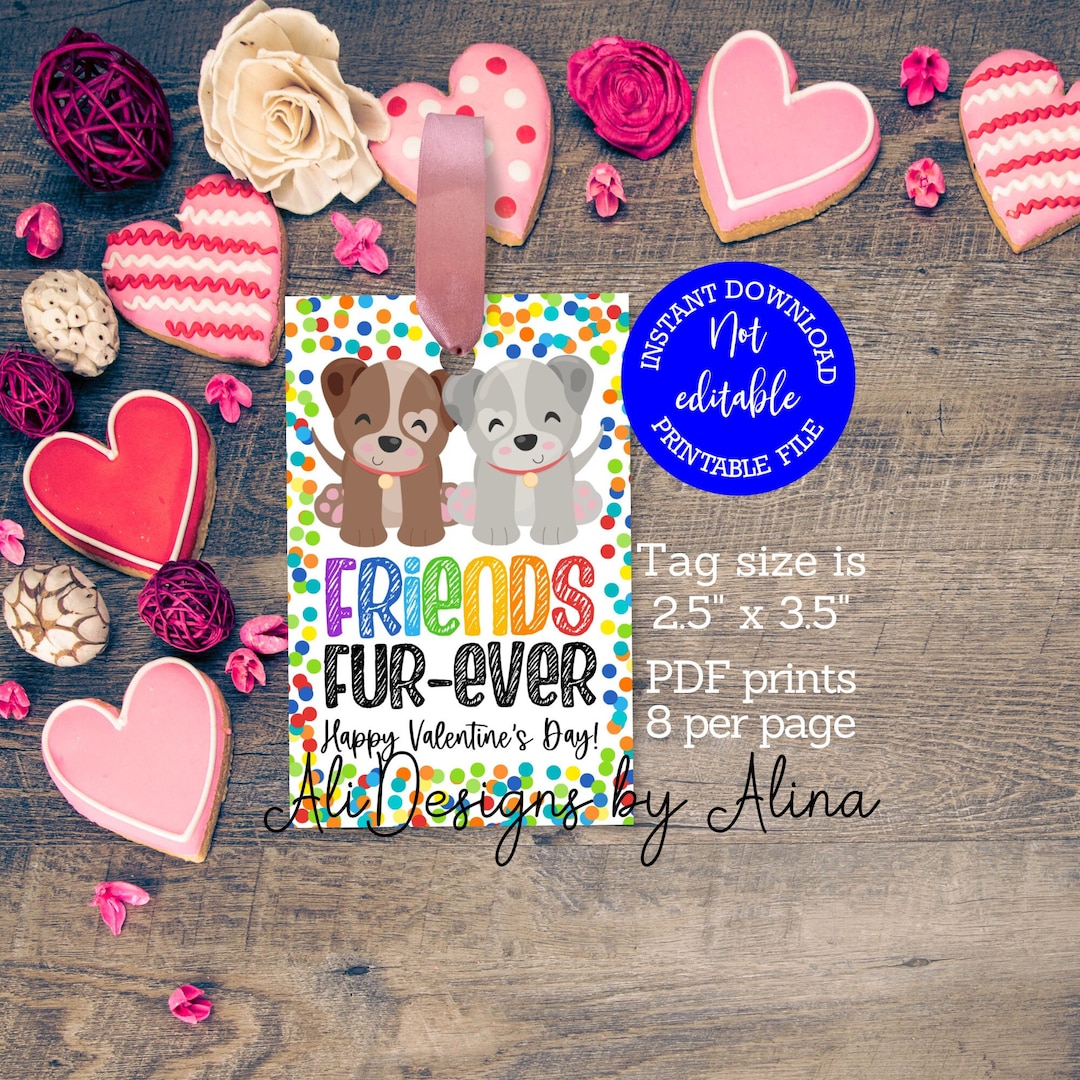 Friends Furever Valentine's Day Tag, Puppy Valentine Cards, Kids ...