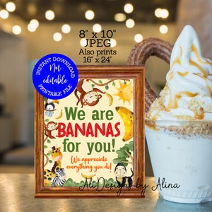 Printable Sign for Breakfast Bar, Bananas for You Sundae Bar, Teacher ...