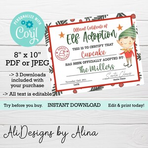 BOY Elf EDITABLE Bundle, PRINTABLE Elf Kit, Adoption Certificate, I'm ...