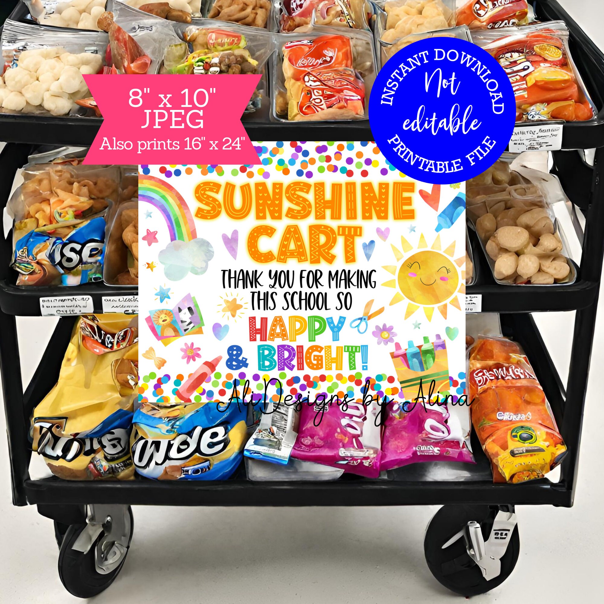 Sunshine Cart Sign, Thank You for Making This School so Happy & Bright ...