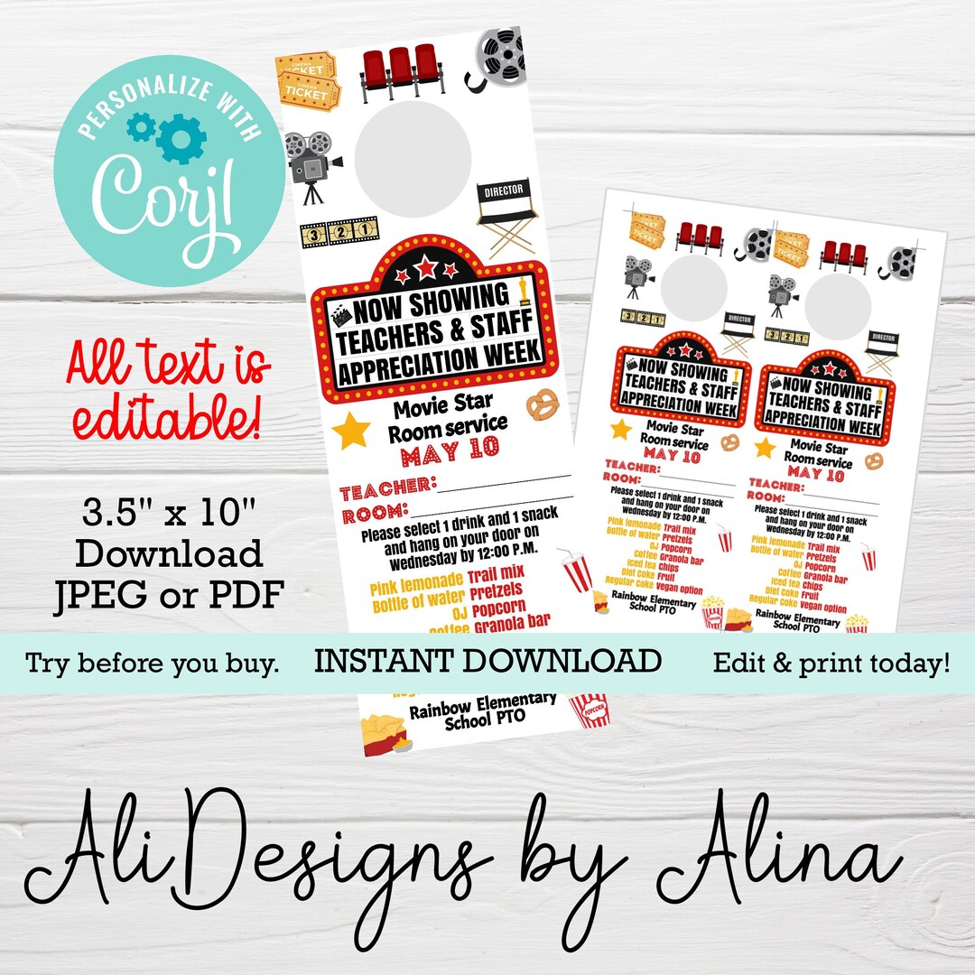 Room Service Door Hanger, Teacher Staff Appreciation, Room Service Form ...