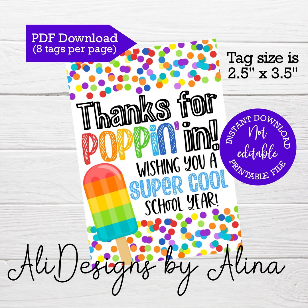 Thanks for Poppin In, Have a Cool Year, PRINTABLE Tags Instant Download ...