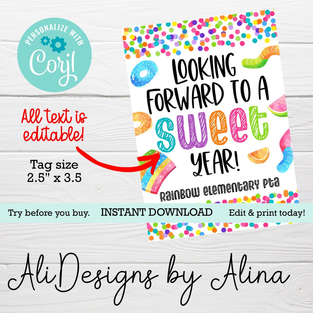 Looking Forward to a Sweet Year, EDITABLE Tags, Instant Download, Back ...