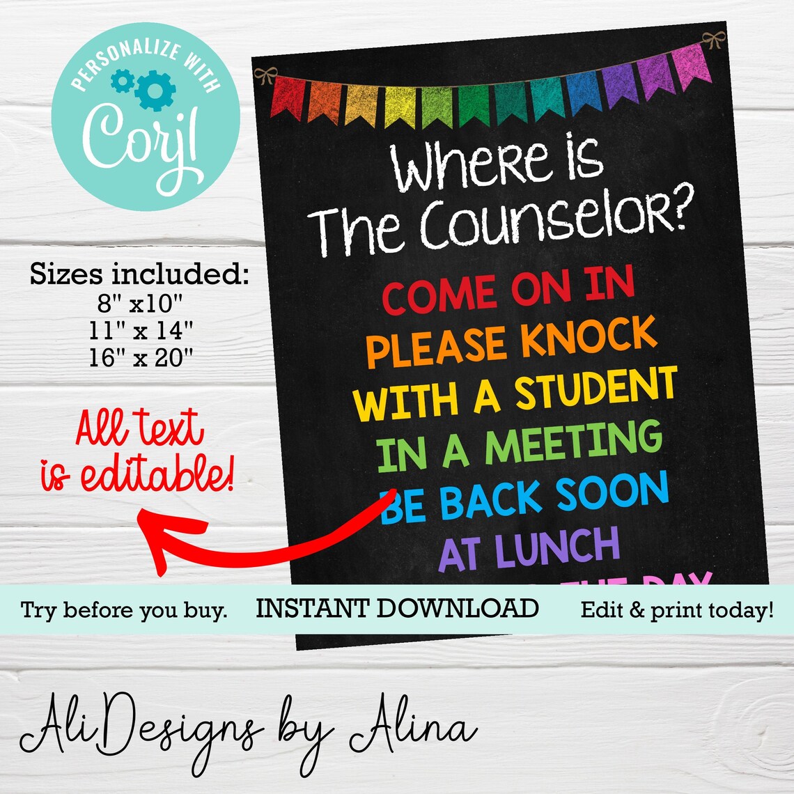 Where is the Counselor EDITABLE Door Sign Classroom - Etsy