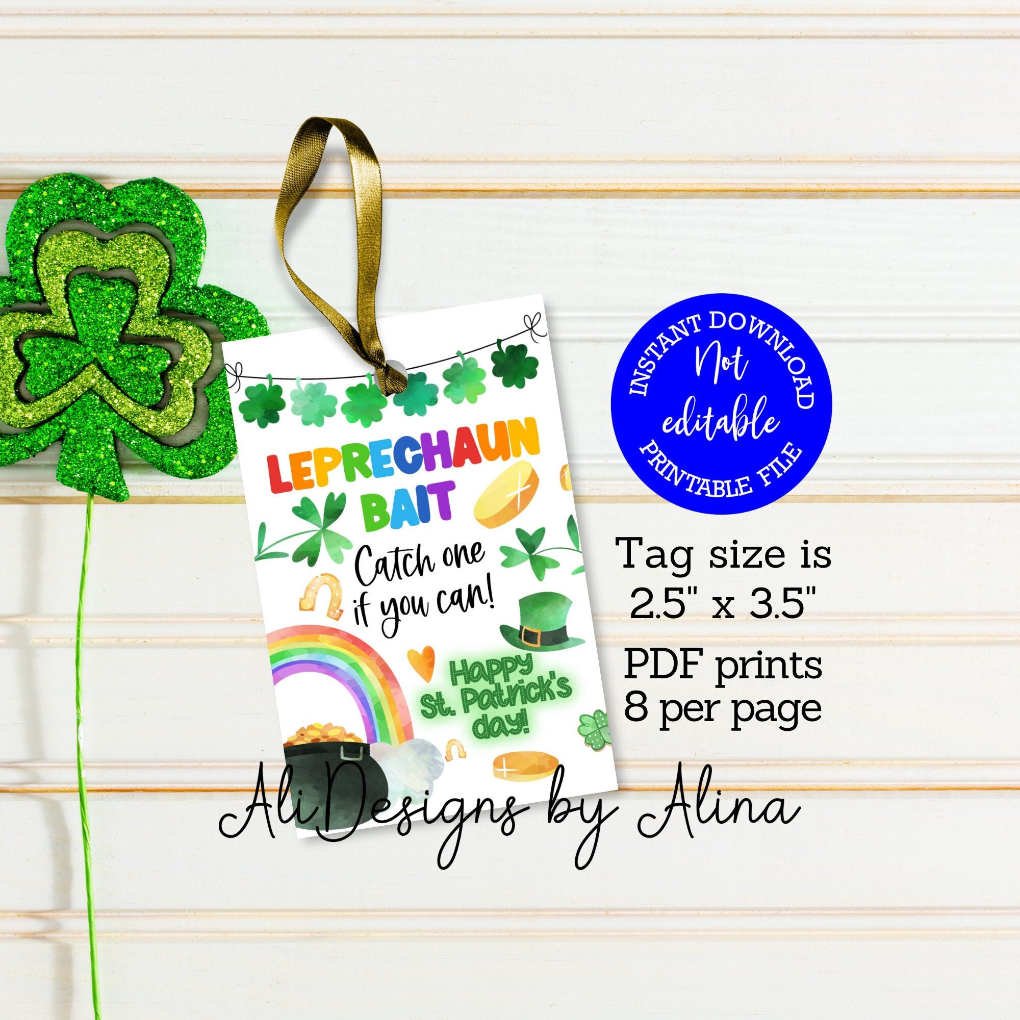 Leprechaun Bait PRINTABLE Tag, St Patricks Day Tag, Gift for Classmate ...