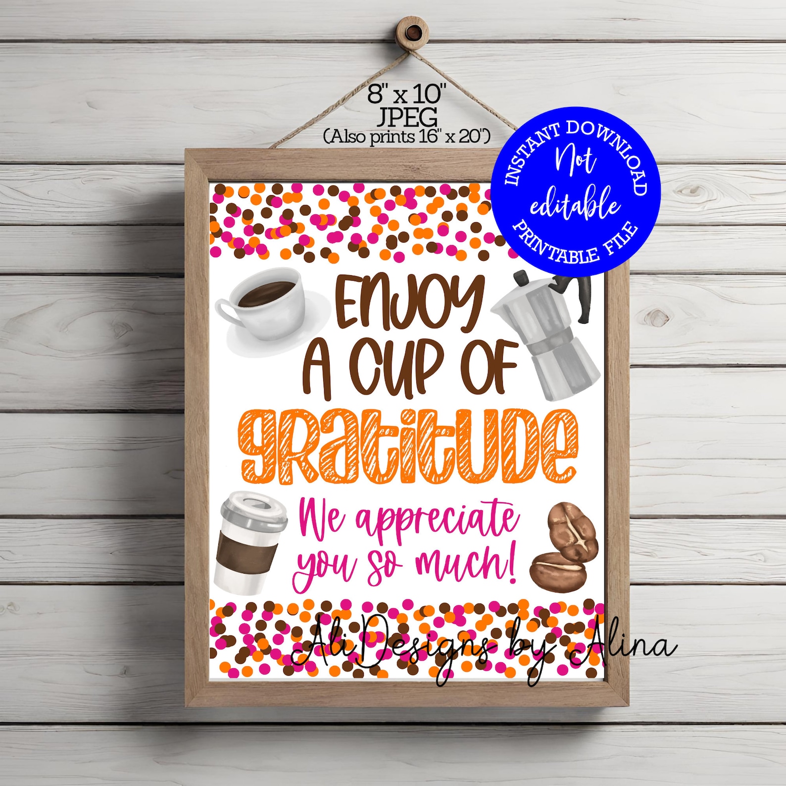 Coffee Bar Sign, Enjoy a Cup of Gratitude, Donut Bar, Appreciation Week ...