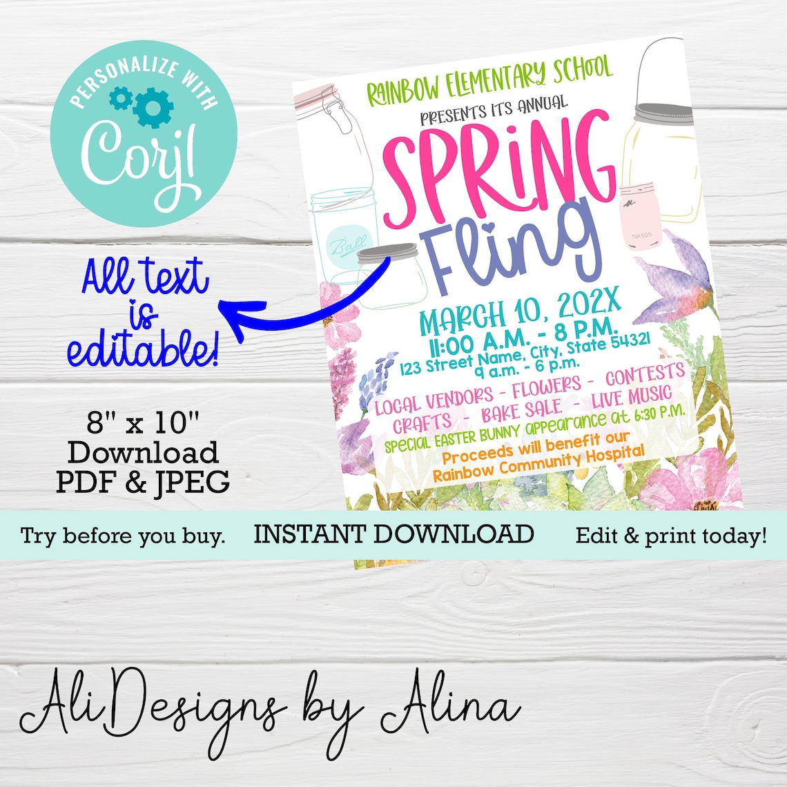 Spring Market Flyer EDITABLE Poster for Bazaar Easter - Etsy