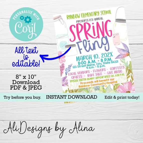 Spring Market Flyer EDITABLE Poster for Bazaar Easter - Etsy