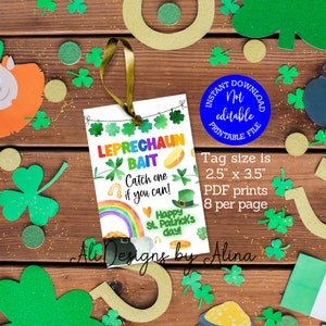 Leprechaun Bait PRINTABLE Tag, St Patricks Day Tag, Gift for Classmate ...