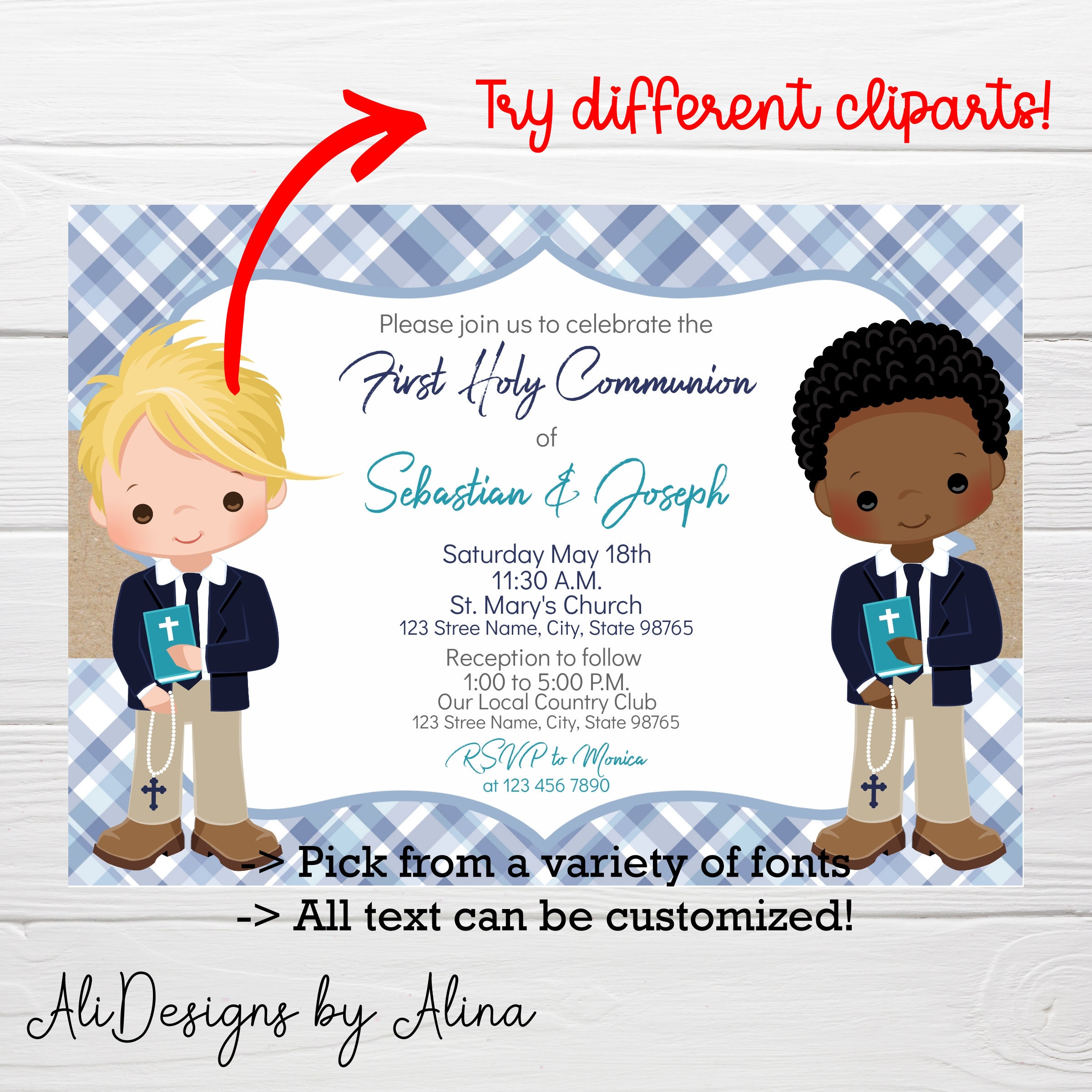 Boy Holy Communion Invitation EDITABLE Template Printable | Etsy