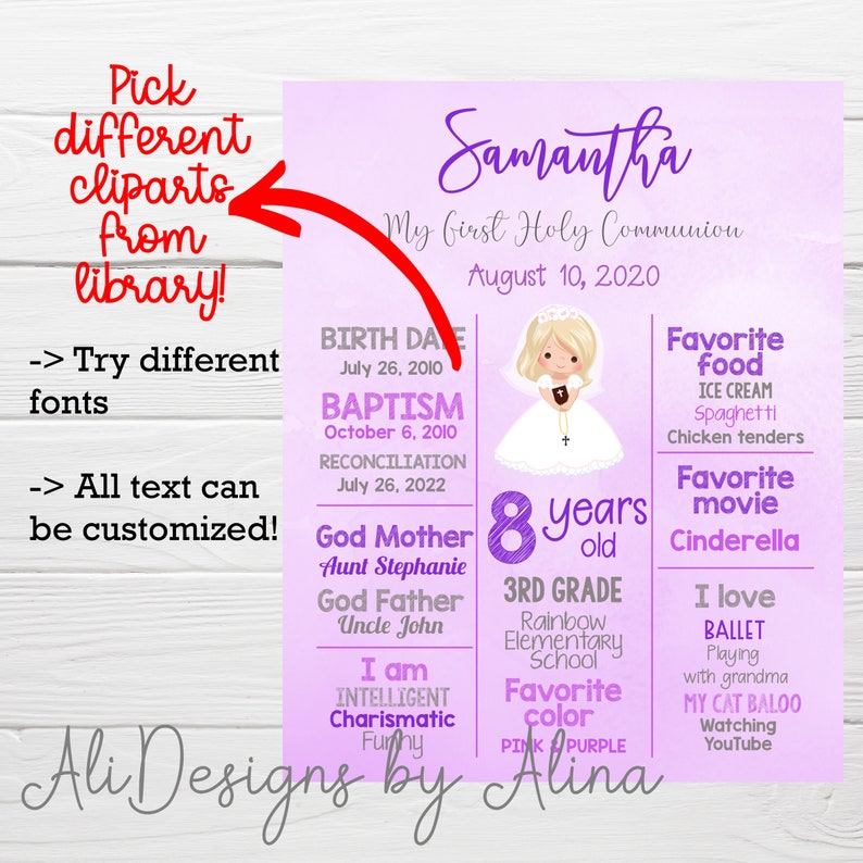 Editable Board for First Holy Communion PRINTABLE Poster for - Etsy