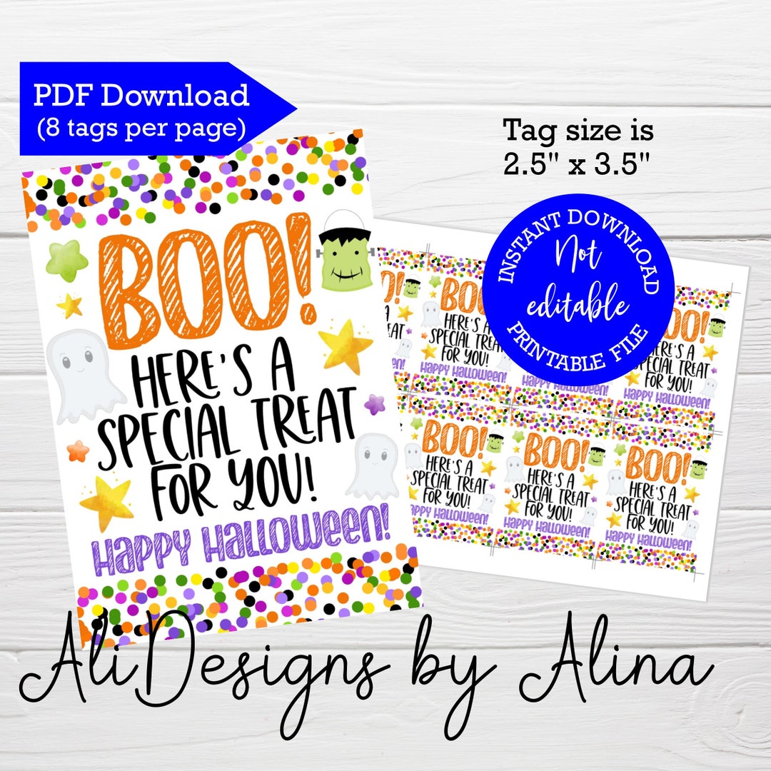 Printable Halloween Tags, Boo Favor Tags, Instant Download, Teacher ...