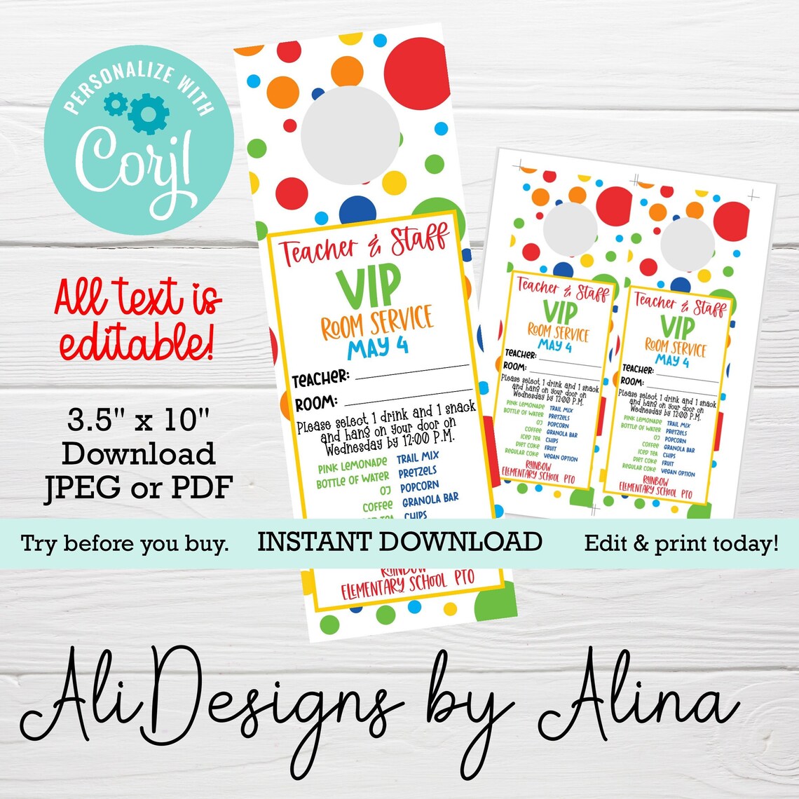 VIP Room Service Door Hanger Teacher & Staff Appreciation - Etsy