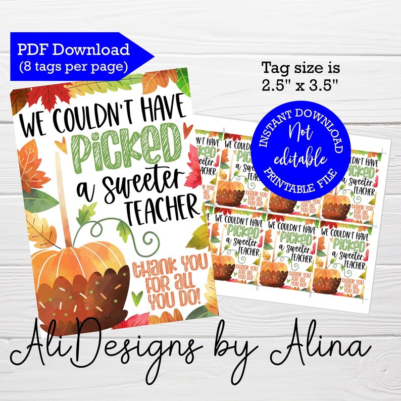 Fall Tag for Teacher, Couldn't Have Picked a Sweeter Teacher ...