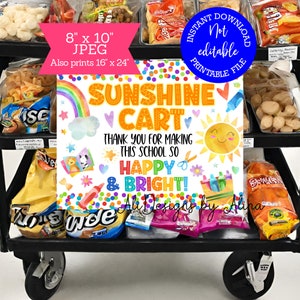 Sunshine Cart Sign, Thank You for Making This School so Happy & Bright ...