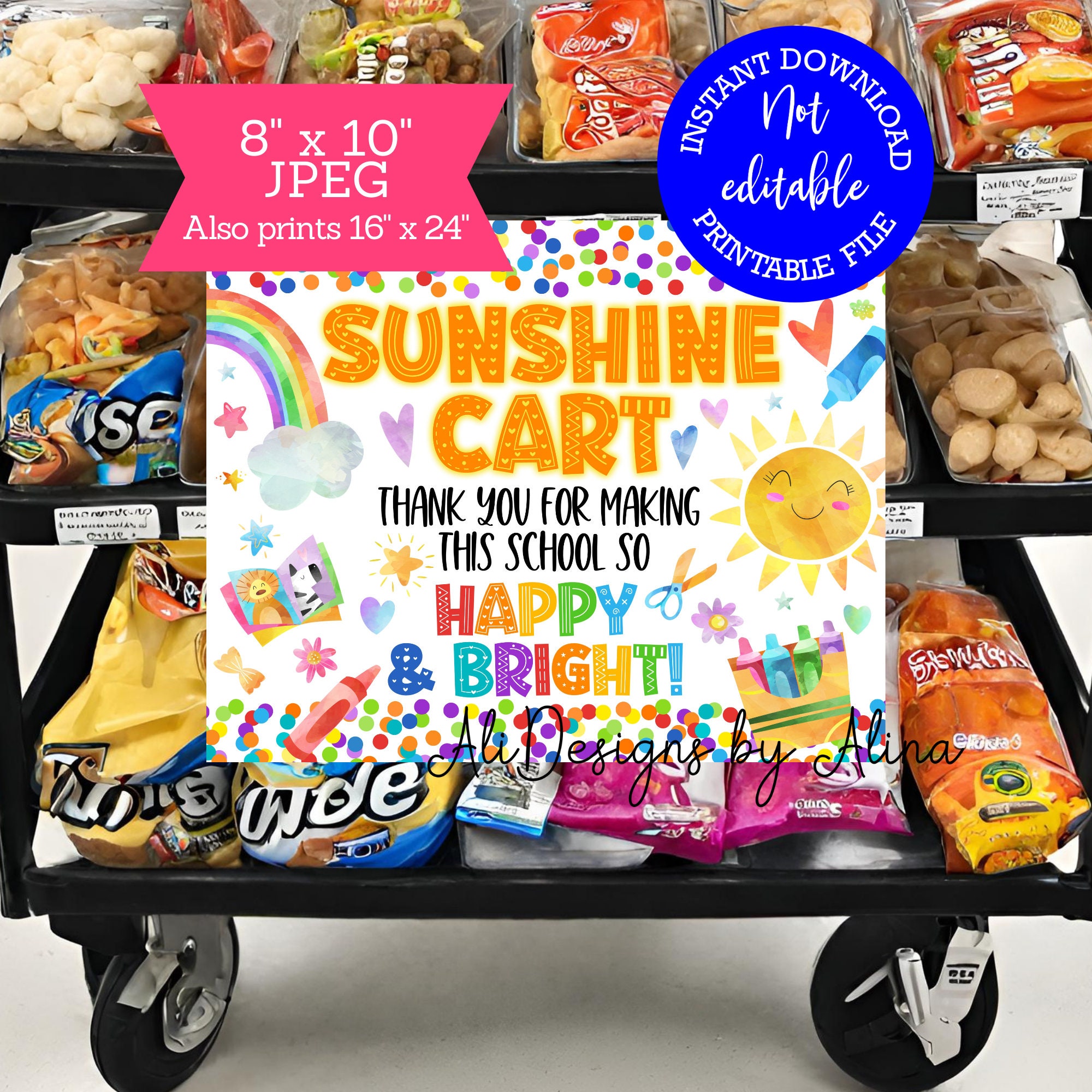 Sunshine Cart Sign, Thank You for Making This School so Happy & Bright ...