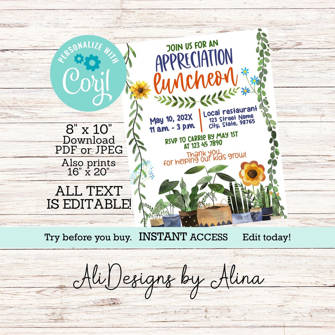 Teacher Staff Appreciation Luncheon Invitation, Thank You for Helping ...