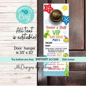 Room Service Door Hanger, Teacher & Staff Appreciation Week, EDITABLE ...