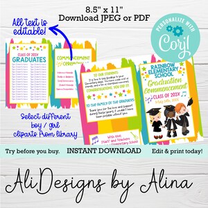 Graduation Bundle, EDITABLE Templates, Digital Invitation, Commencement ...