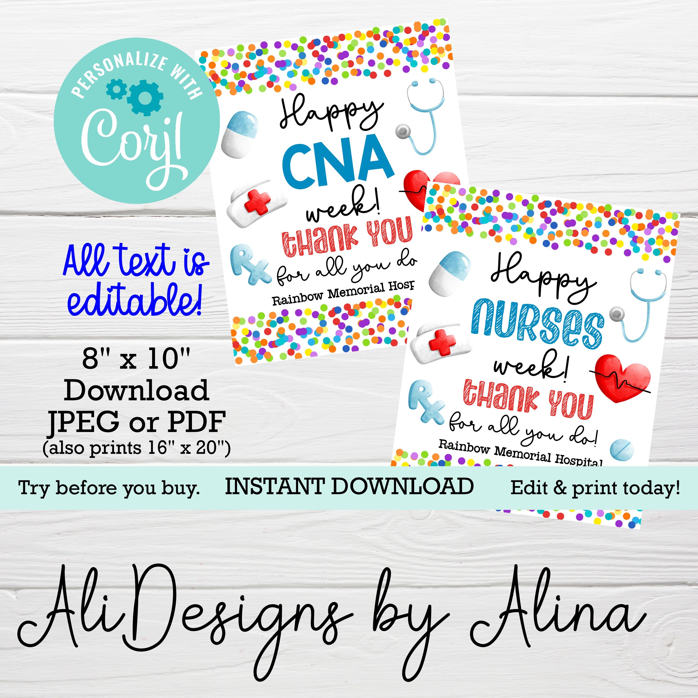 Happy CNA Week Sign, EDITABLE Template, Nurses Day, Emergency Nurses ...