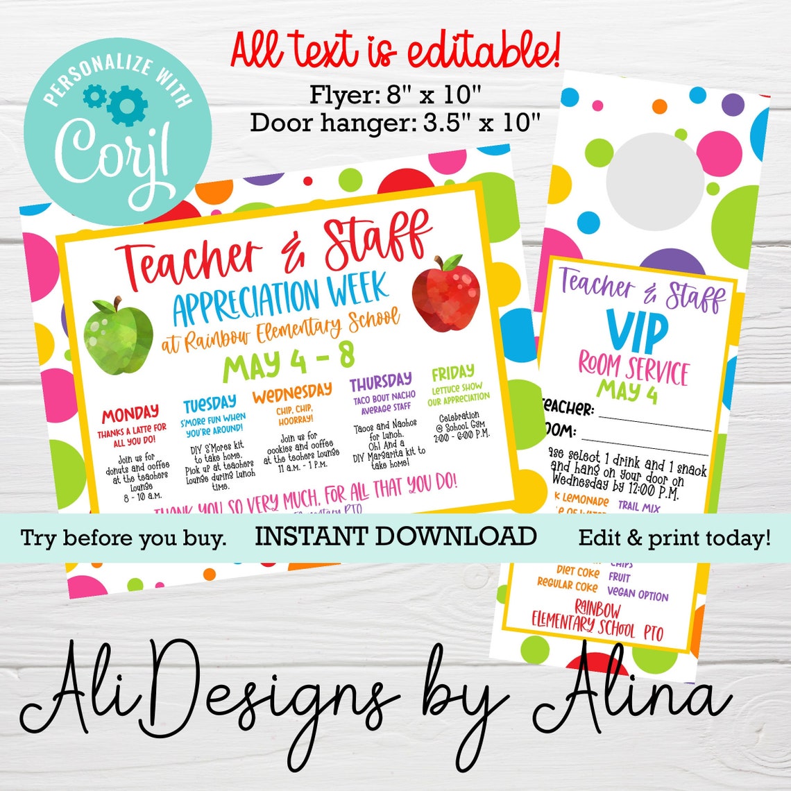 Teacher & Staff Appreciation Week Flyer Room Service Door | Etsy