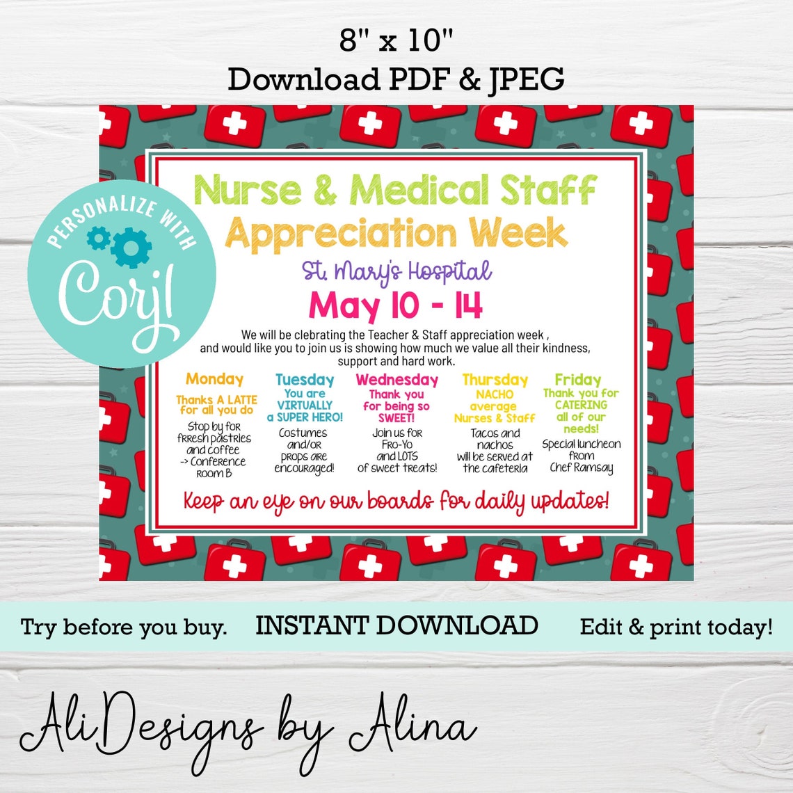 Nurse & Medical Staff Appreciation Week Flyer EDITABLE - Etsy