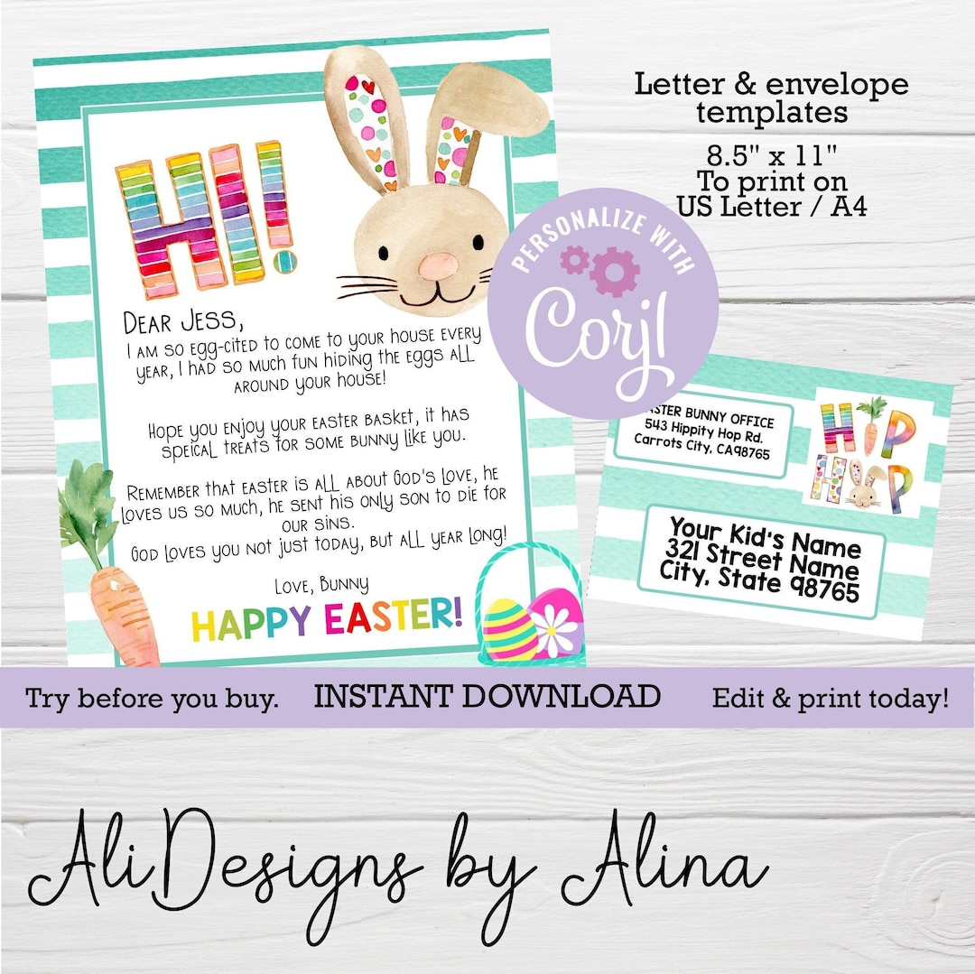 Letter From Easter Bunny, Editable Template,easter Basket Personalized ...