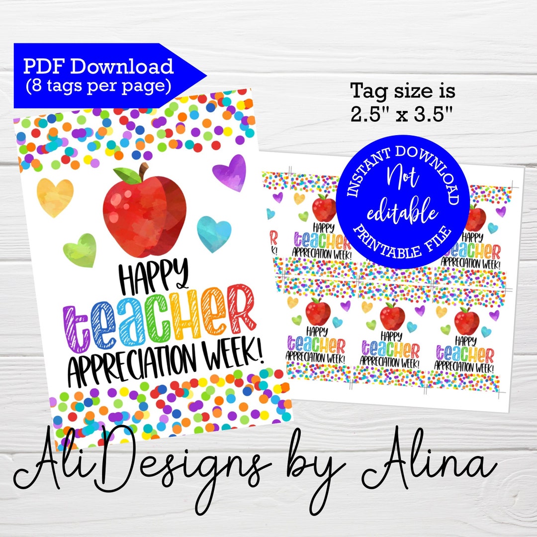 Happy Teacher Appreciation Week PRINTABLE Tags Instant - Etsy