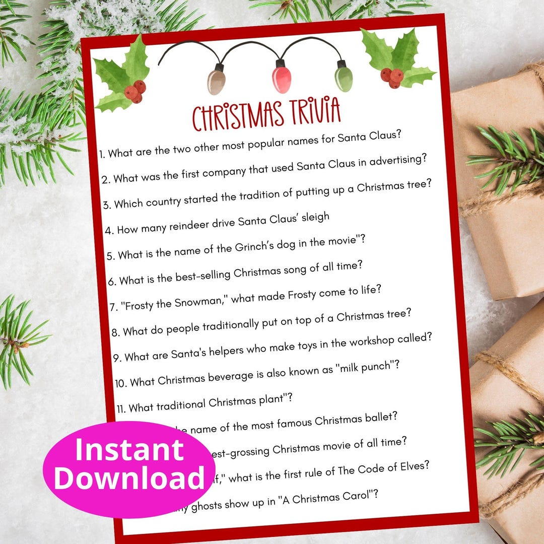 Christmas Trivia Printable Game, Christmas Party Game, Fun Family Game ...