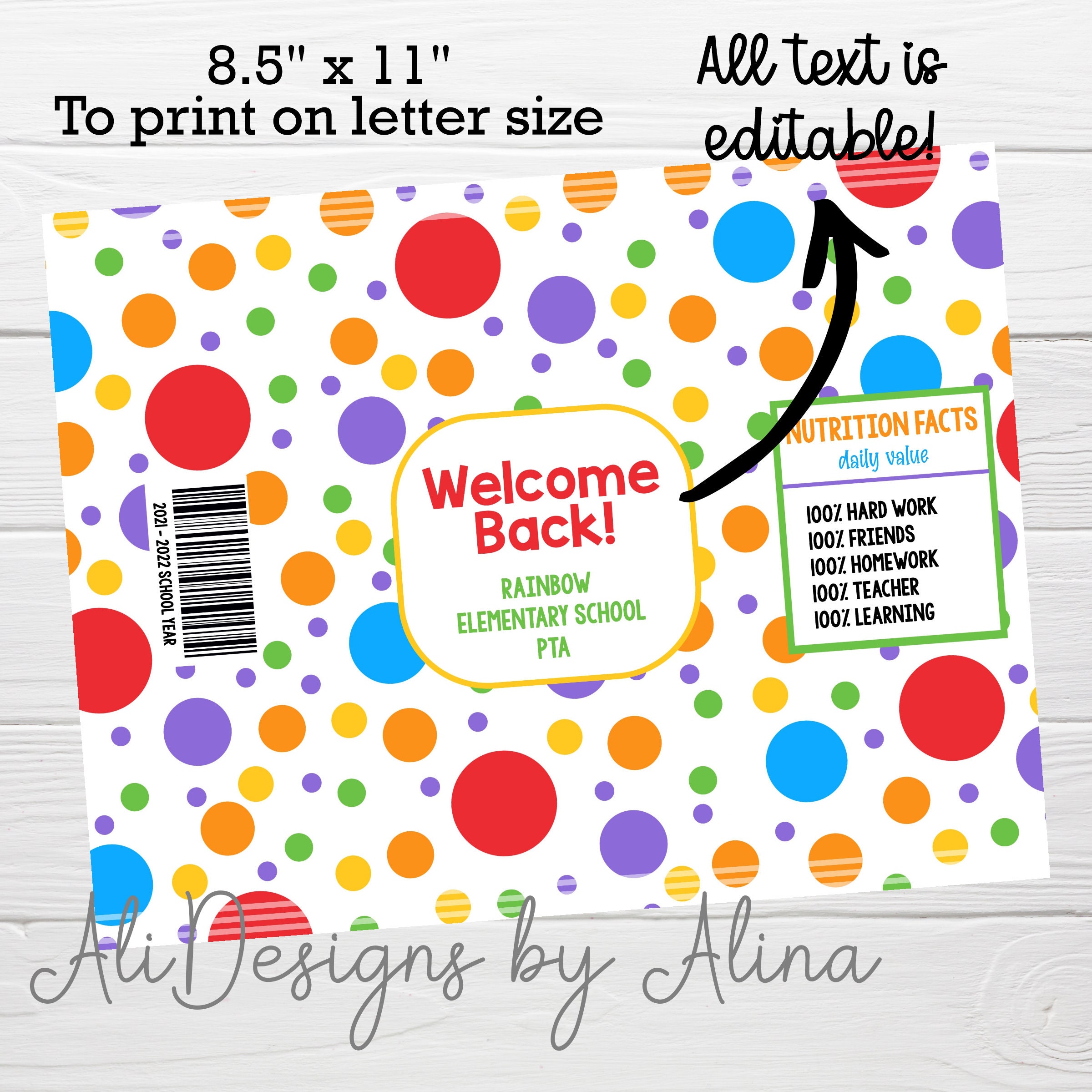 Chip bag template Digital download Back to school goodie | Etsy