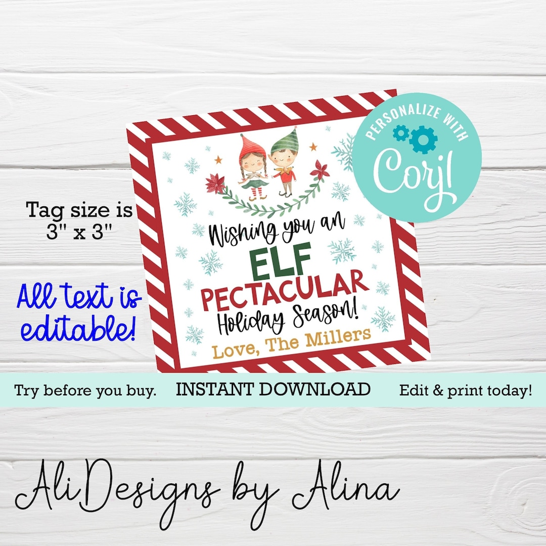 Christmas EDITABLE Tag, Gift From Elf, Christmas Tag for Kids, Tag for ...