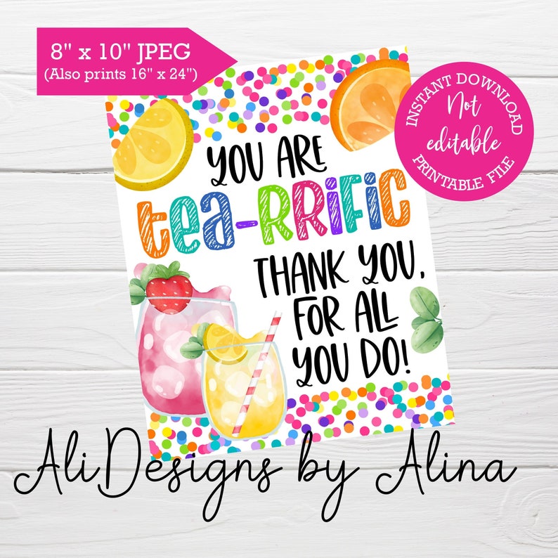 Iced Tea Appreciation Sign Teacher Week INSTANT Download - Etsy