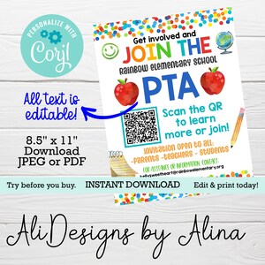 Editable PTA PTO Bundle Recruitment Flyer Membership Form, Monthly ...