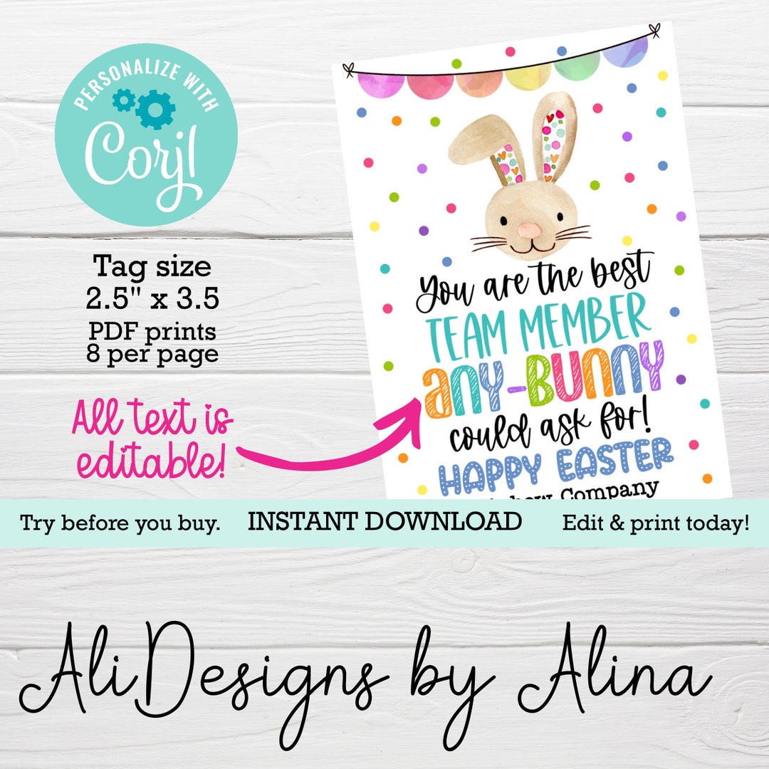 You Are the Best Any BUNNY Could Ask For, Editable Tag, PTA PTO Treats ...