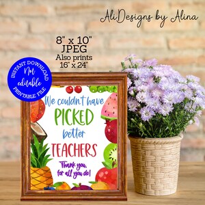 We Couldn't Have Picked Better Teachers, PRINTABLE Sign, Sunshine Cart ...