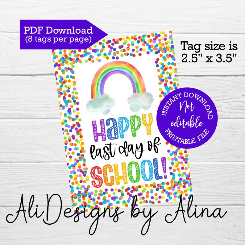 Happy Last Day of School PRINTABLE Favor Tags Instant - Etsy