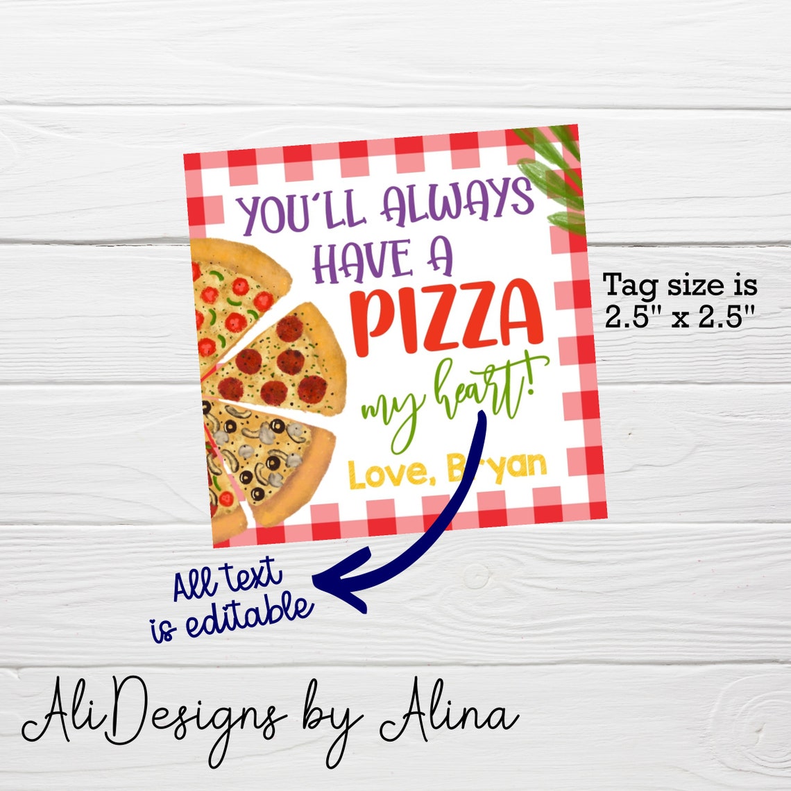 Pizza Favor Tag EDITABLE Template DIGITAL Download Pizza - Etsy