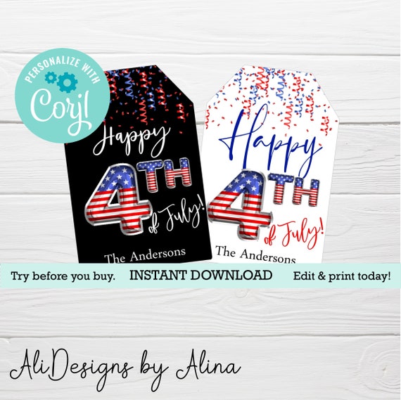 Happy 4th of July Tag EDITABLE Template Tag for Mini - Etsy