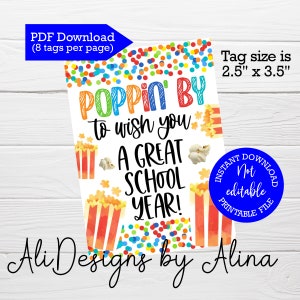 Poppin by to Wish You a Great School Year, PRINTABLE Tags, Back to ...