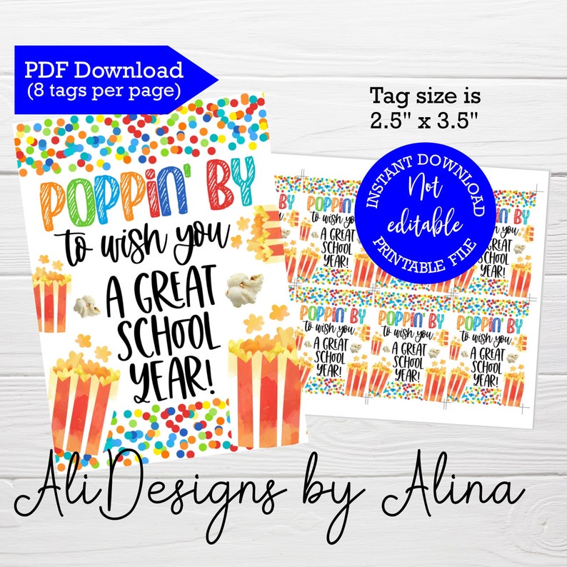 Poppin by to Wish You a Great School Year, PRINTABLE Tags, Back to ...