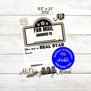 Fan Mail Teacher Appreciation Week Printable, Movies Hollywood Theme ...