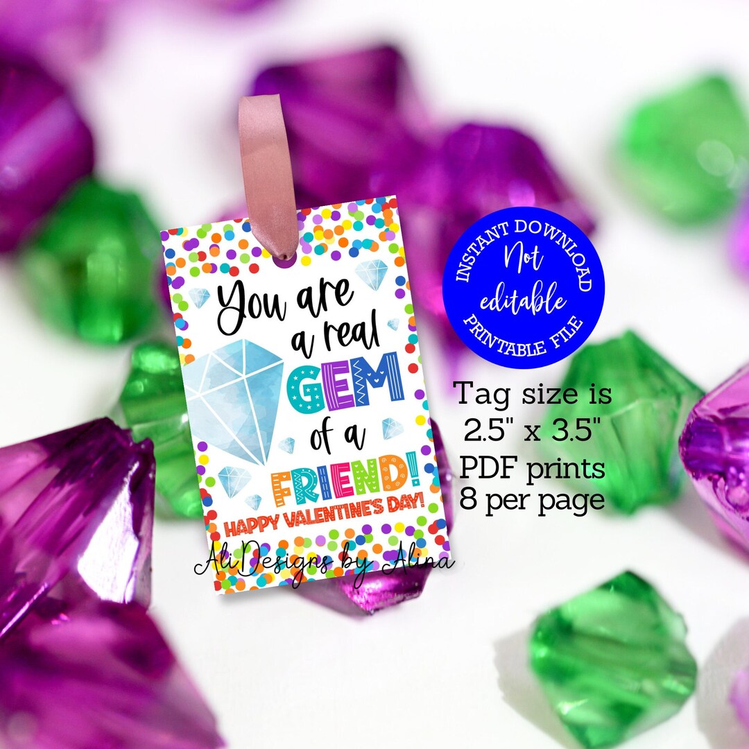 You're a Real GEM of a Friend, Valentine's Day Tag, Candy Valentine ...