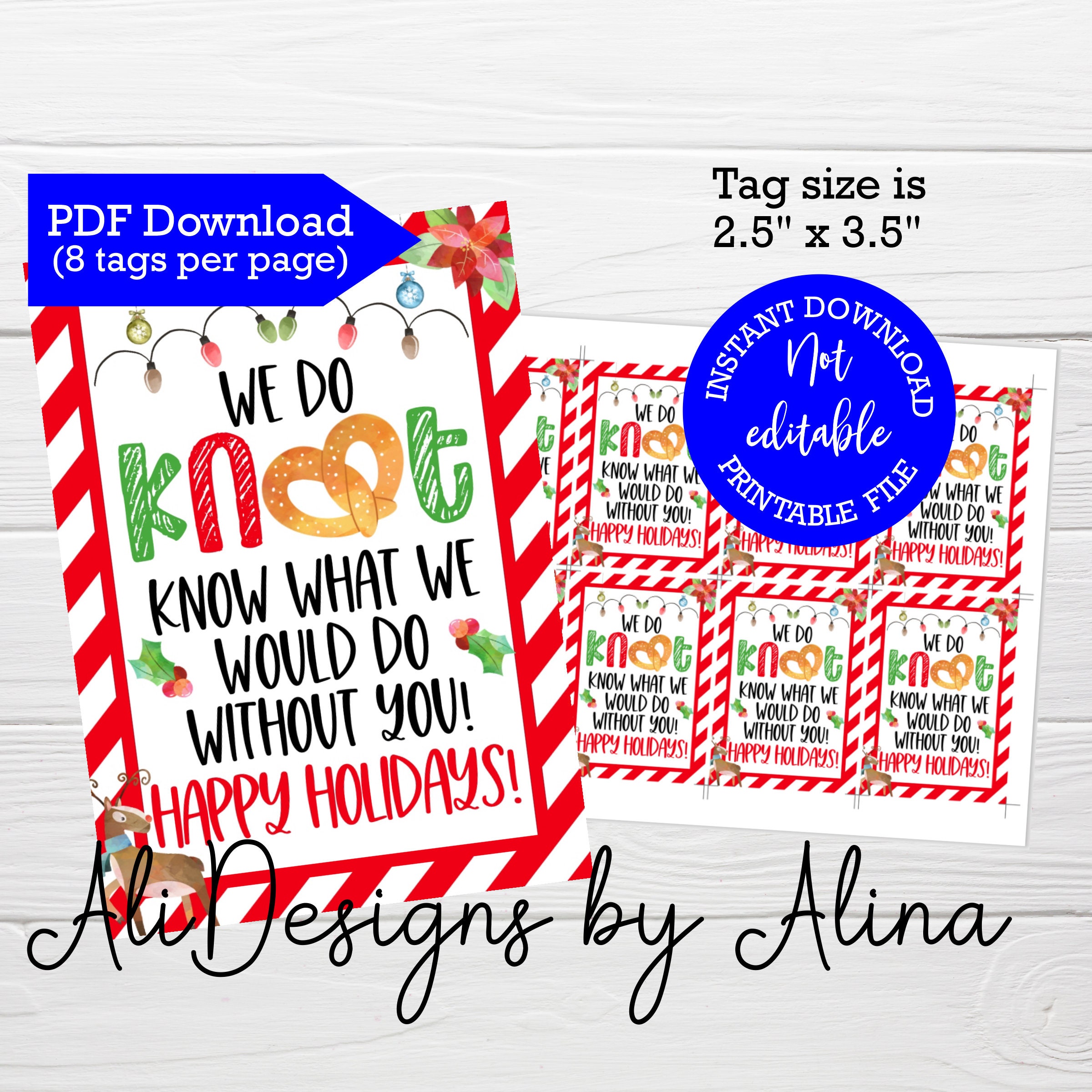 Christmas Pretzel Gift Tag Do KNOT Know What We Would Do Without You ...