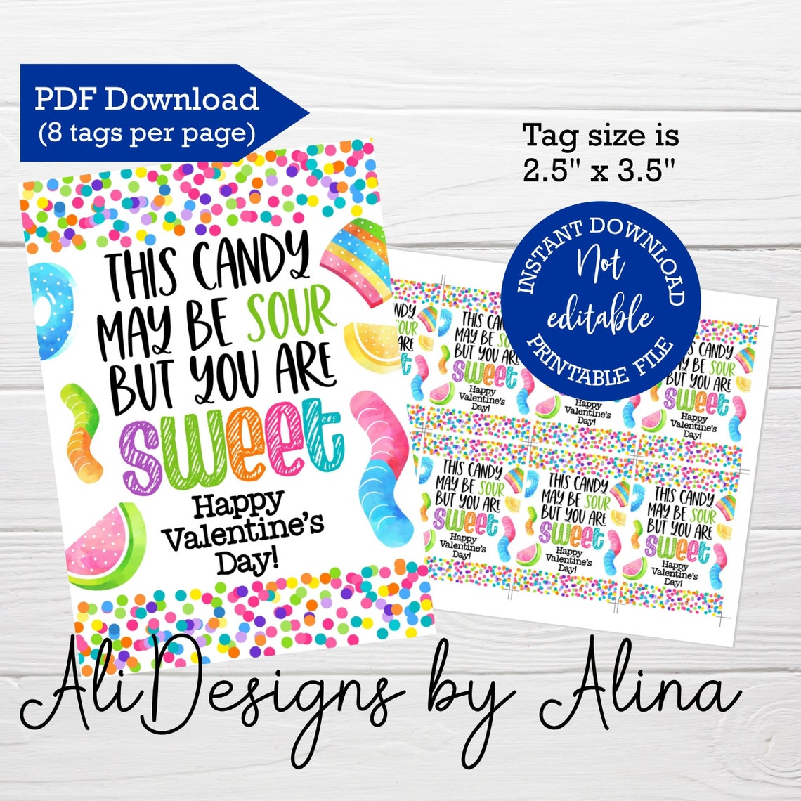 Valentine's Day Tag for Sour Candy, Kids Valentine Cards, Don't Be Sour ...