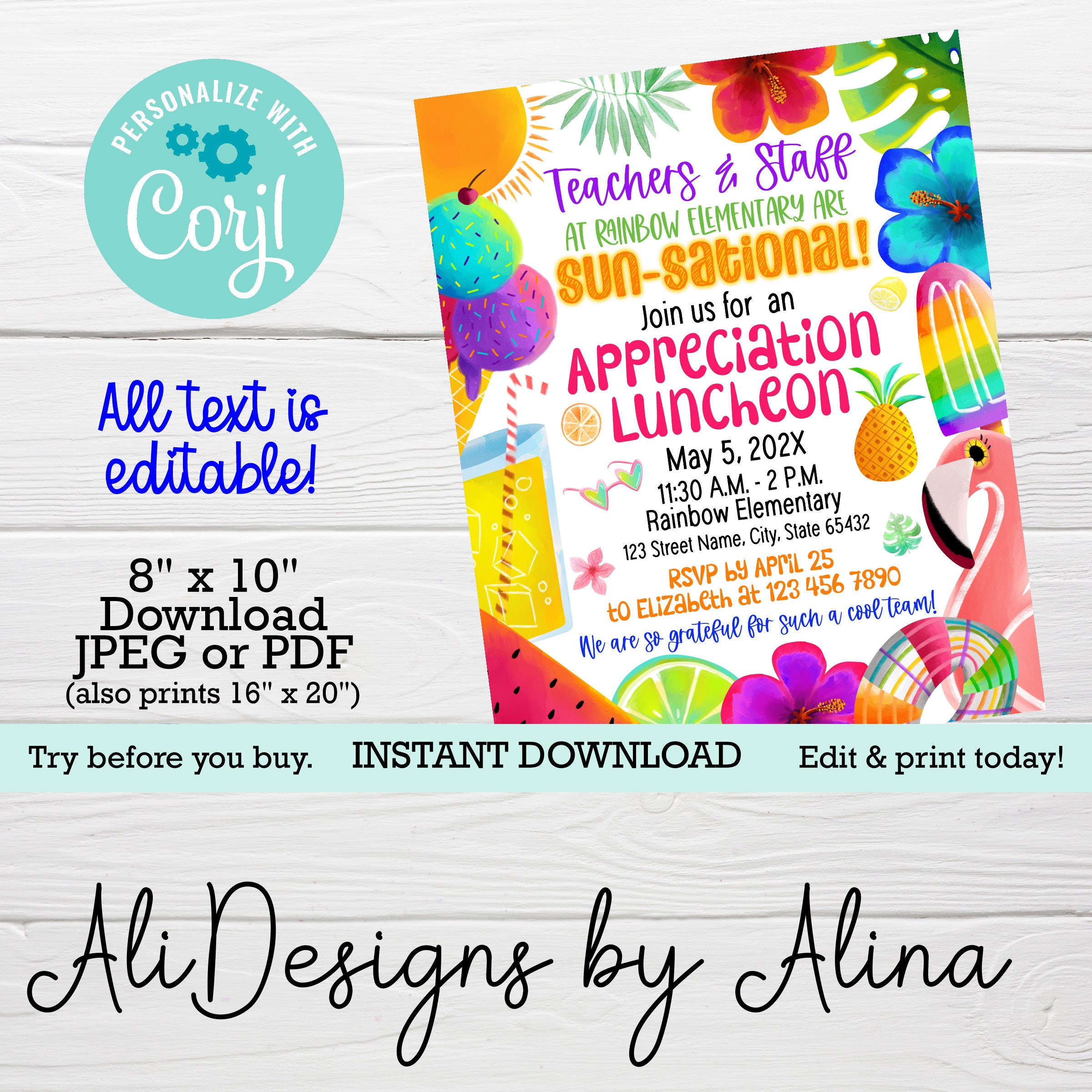 Sunsational Teacher Appreciation Week Bundle, Events Calendar, Room ...