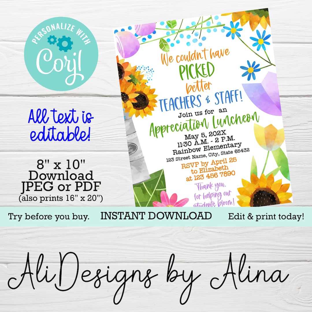 Appreciation Luncheon Invitation, Thank You for Helping Us Bloom ...